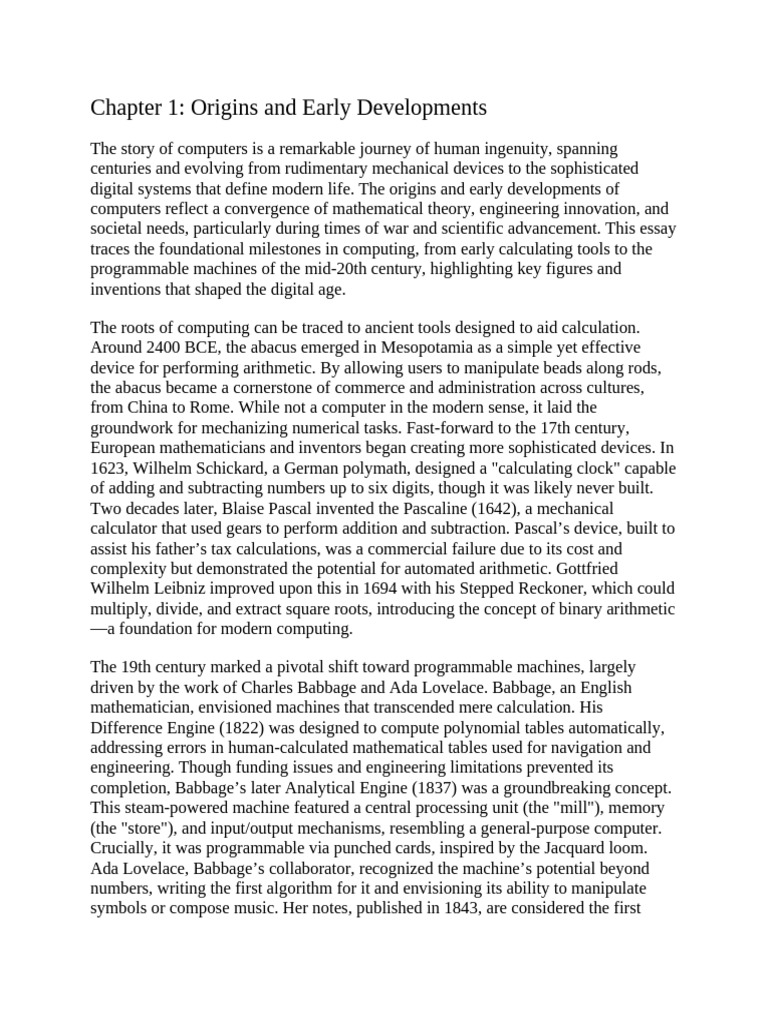 1.origins and Early Developments | PDF | Arithmetic | Computing