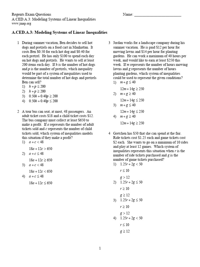 A.CED.A.3.ModelingSystemsofLinearInequalities | PDF