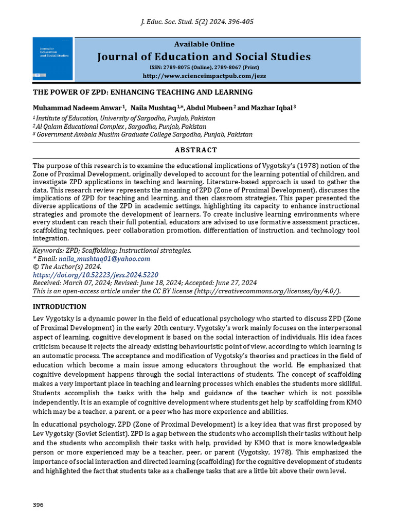 The Power of ZPD Enhancing Teaching and Learning | PDF | Learning | Educational Assessment