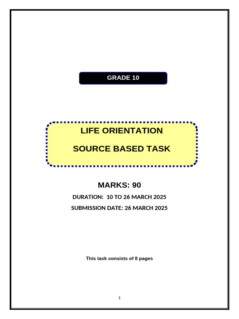 2025 SOURCE BASED TASK GR 10 | PDF | Violence | Domestic Violence