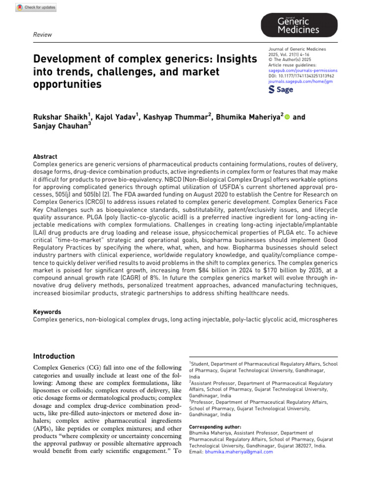 Complex Generics Market Insights 2025 | PDF | Generic Drug | Food And ...
