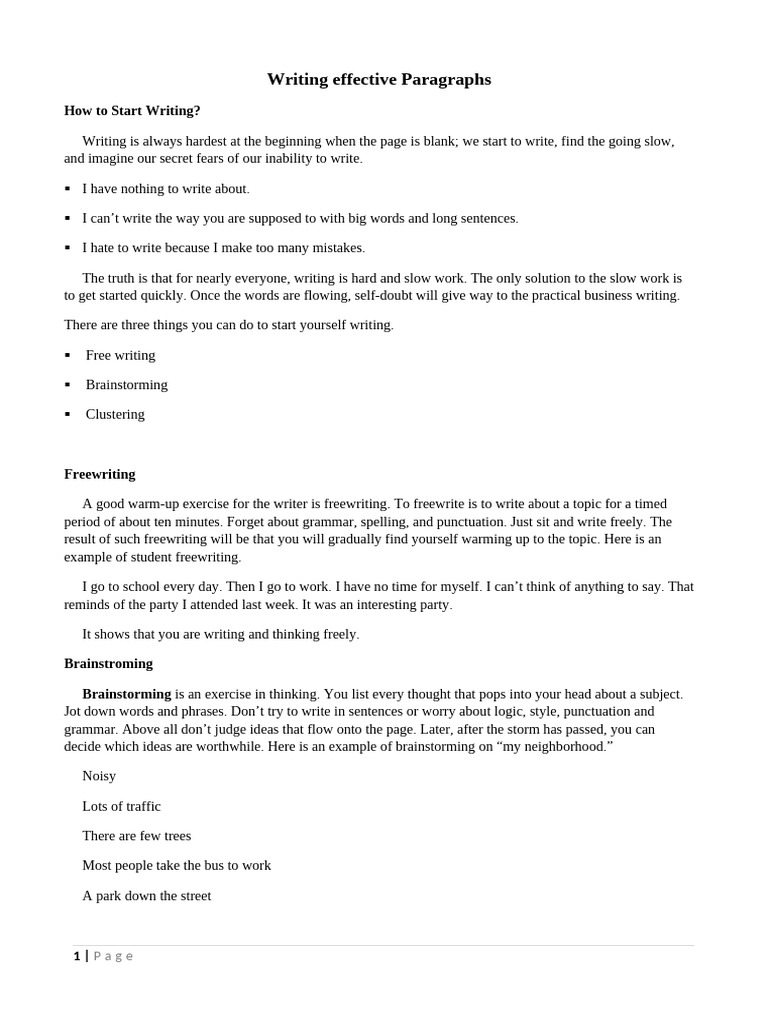 Writing Effective Paragraphs | PDF | Teachers | Reason