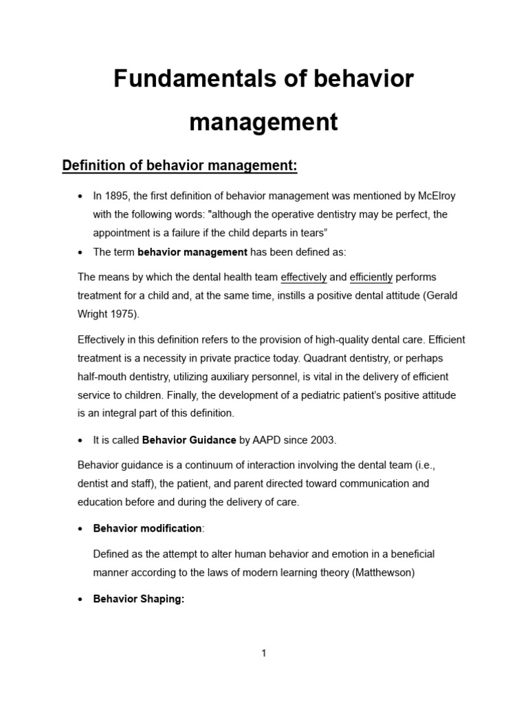 Fundamentals of Behavior Management | PDF | Anxiety | Fear