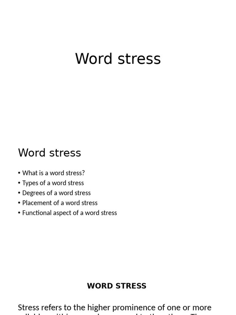 Word Stress - Week 9 | PDF | Stress (Linguistics) | Vowel