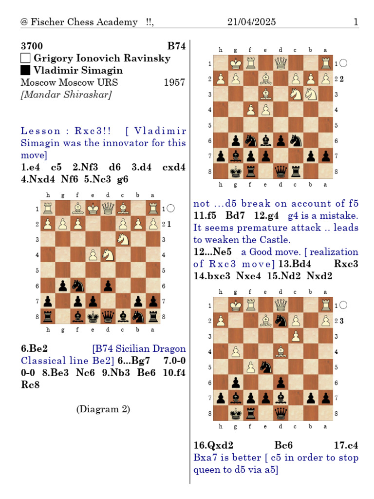 Chess Lesson: Rxc3 Move Analysis | PDF | Chess | Chess Theory