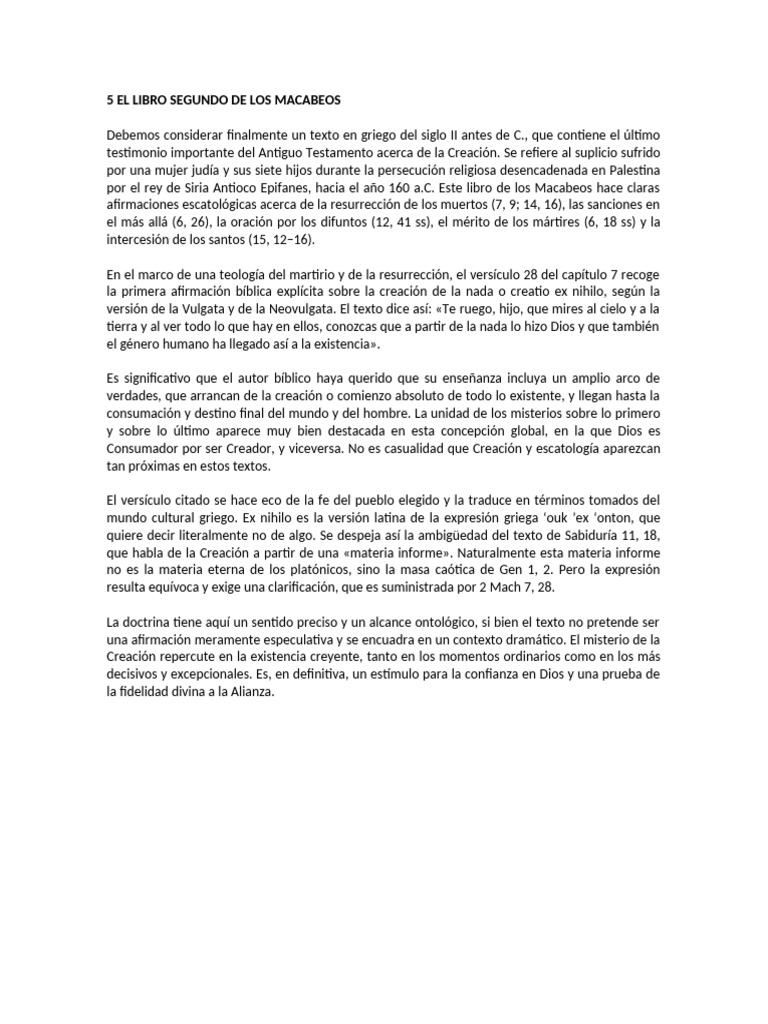 5 EL LIBRO SEGUNDO DE LOS MACABEOS | PDF | Resurrección | Biblia