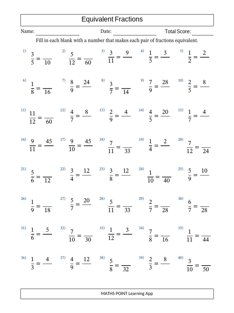 Equivalent Fractions Blanks Multiply Right 001.1706901778-2 | PDF ...