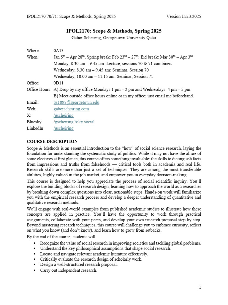 Scope&Methods IPOL2170.Spring2025 | PDF | Artificial Intelligence | Intelligence (AI) & Semantics