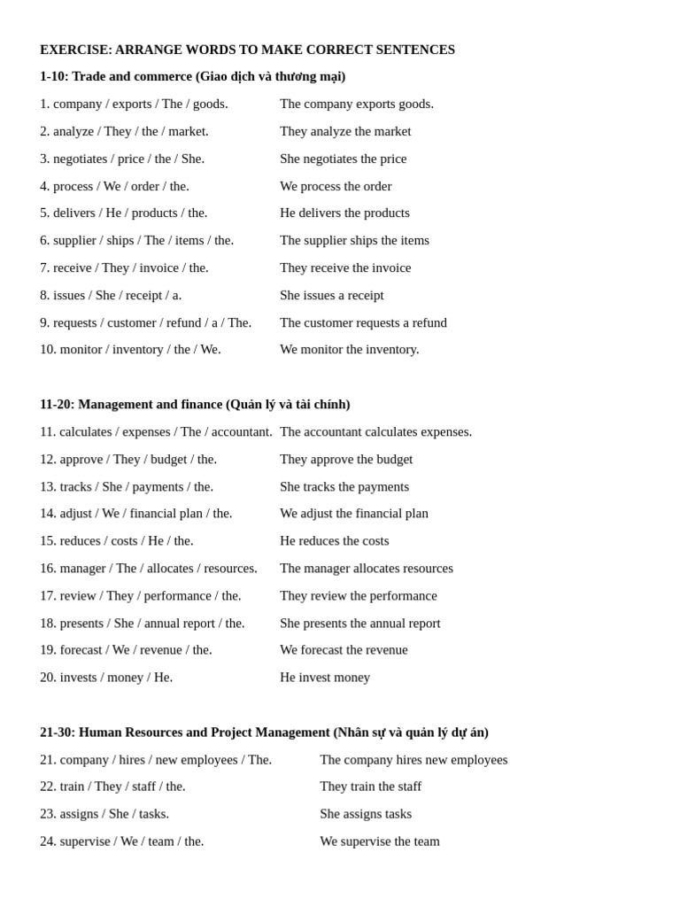 ARRANGE WORDS TO MAKE CORRECT SENTENCES (Full Page) | PDF