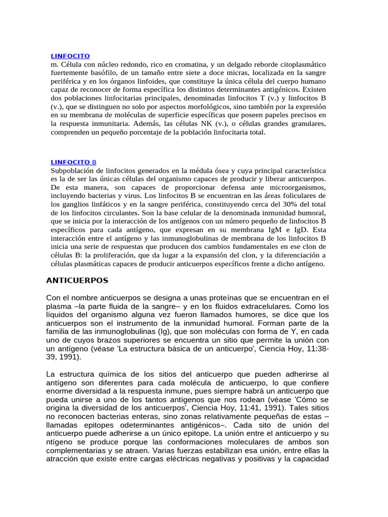 Los Linfocitos B y Ant¡genos | PDF | Linfocitos | Anticuerpo