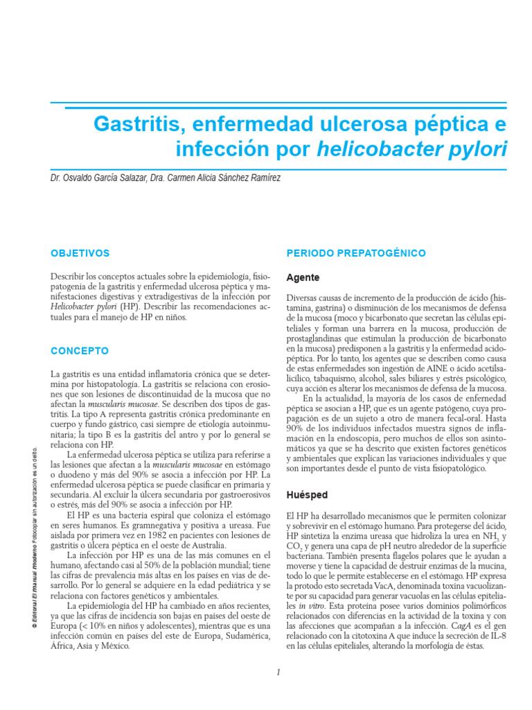 Gastritis y Helicobacter pylori en niños | PDF | Las bacterias | Infección
