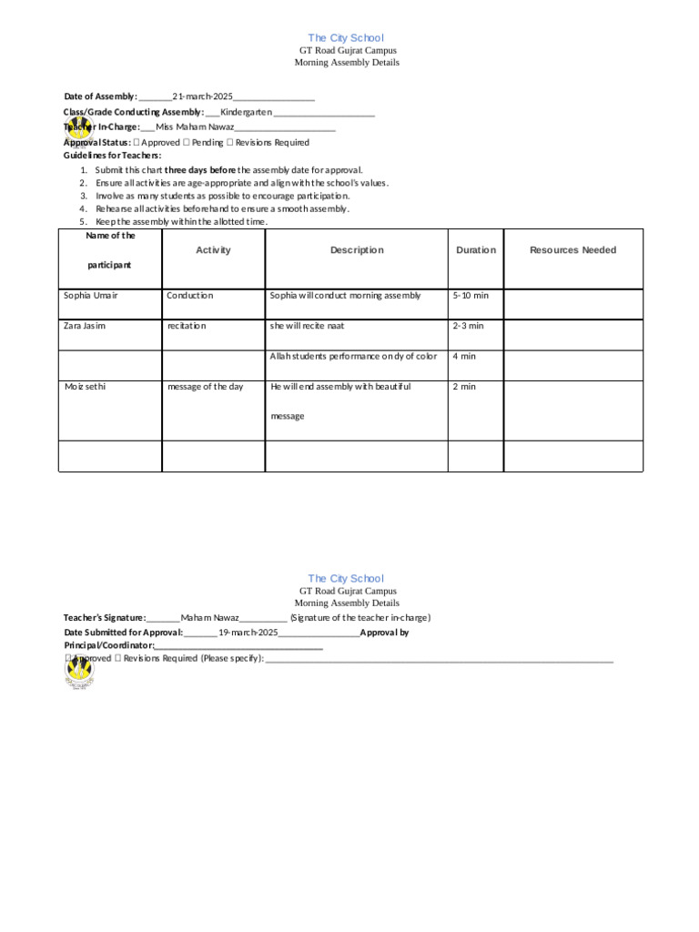21-March Assembly Approval | PDF