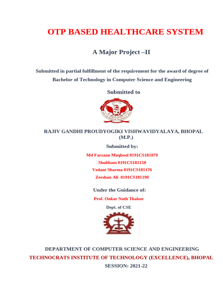 Final - OTP BASED HEALTHCARE SYSTEM | PDF | Html | World Wide Web