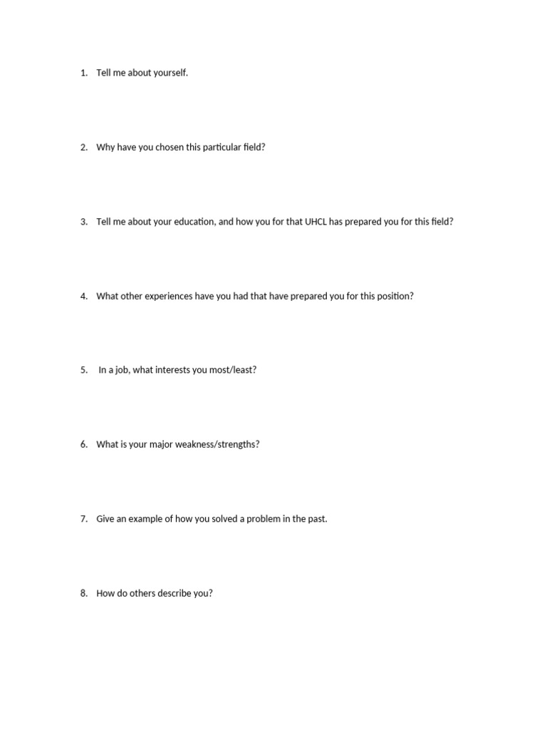 General Mock Interview Questions3 | PDF