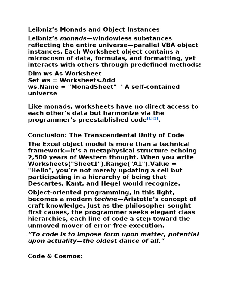 Leibniz Monads and VBA Object Instances | PDF