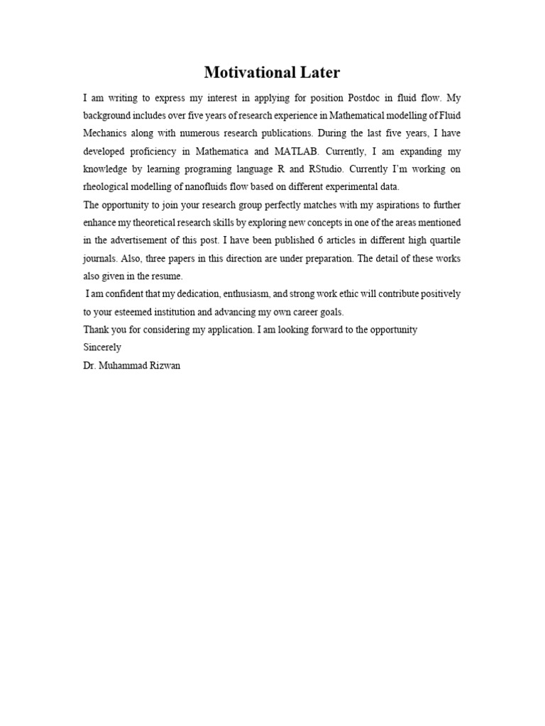 Motivational Letter | PDF