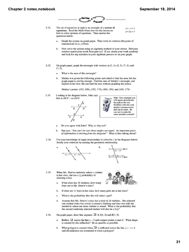 CPM Algebra1 - Chapter - 2 - Notes - 7 | PDF
