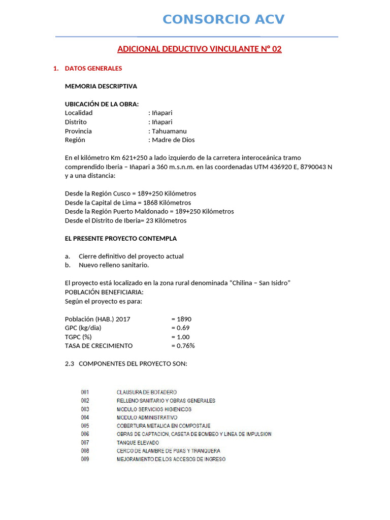 Inf. Adicional y Deductivo Vin F | PDF | Presupuesto