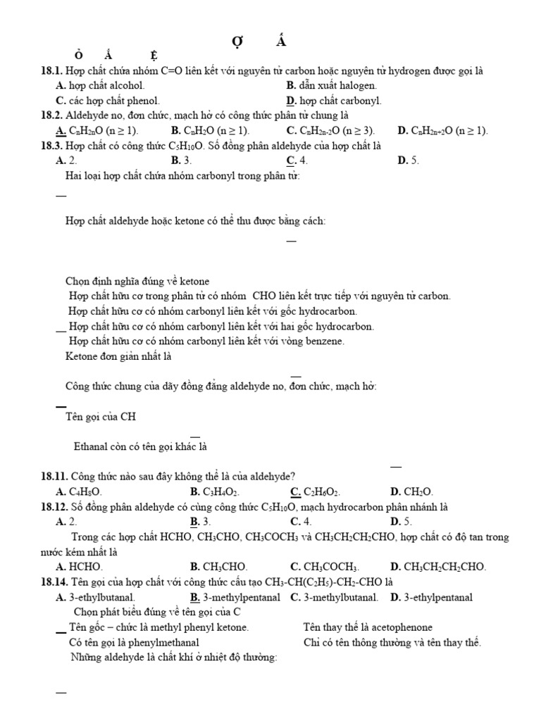 Hóa 11_HK2_Bài 18_Hợp chất carbonyl | PDF