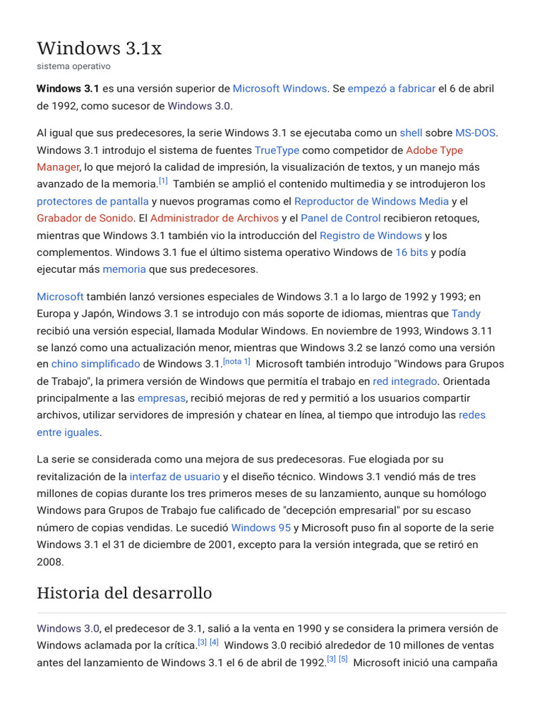 Windows 3.1x - Wikipedia, La Enciclopedia Libre | PDF | Microsoft Windows | Microsoft