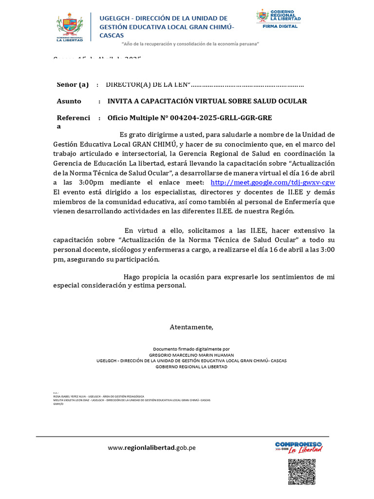 Oficio Multiple-000019-2025-Ggr-Gre-Ugelgch | PDF