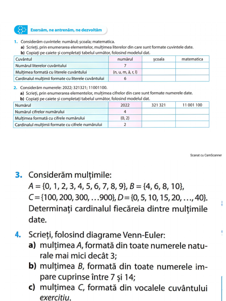Tema 1 Multimi Clasa 6 | PDF