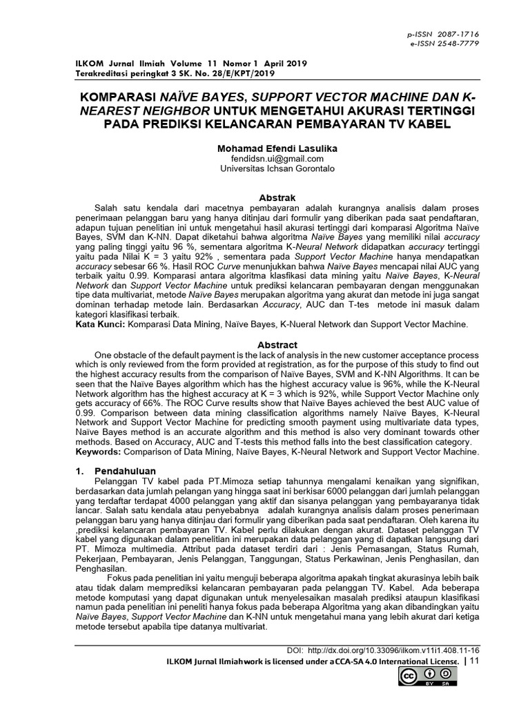 Komparasi Naïve Bayes, Support Vector Machine Dan K-Nearest Neighbor Untuk Mengetahui Akurasi ...