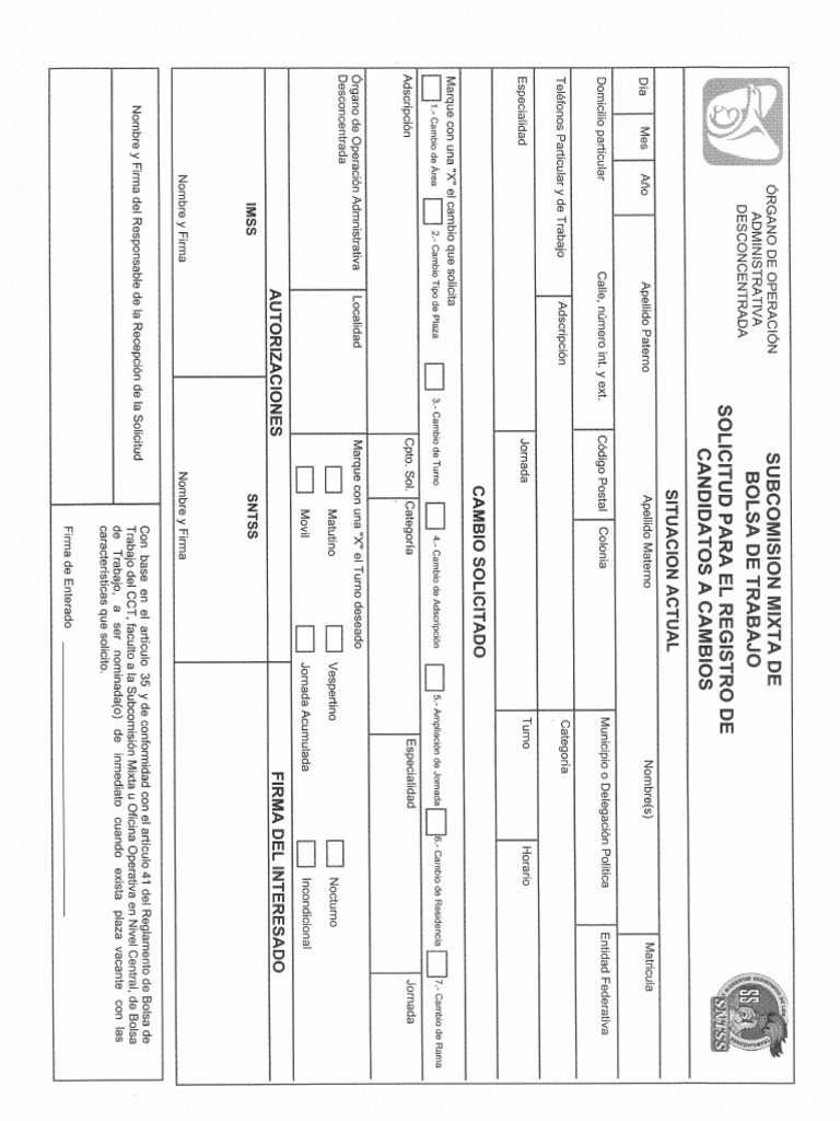 Formato Cambio de Turno o Adscribcion | PDF