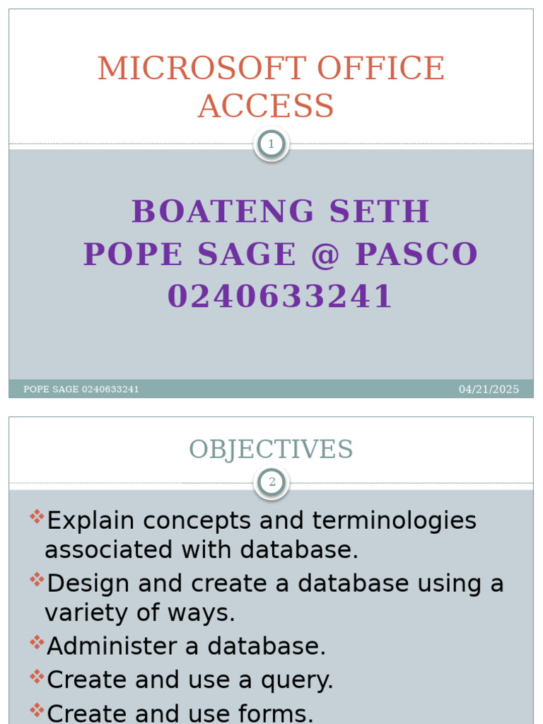 MICROSOFT ACCESS PASCO | PDF | Databases | Relational Database