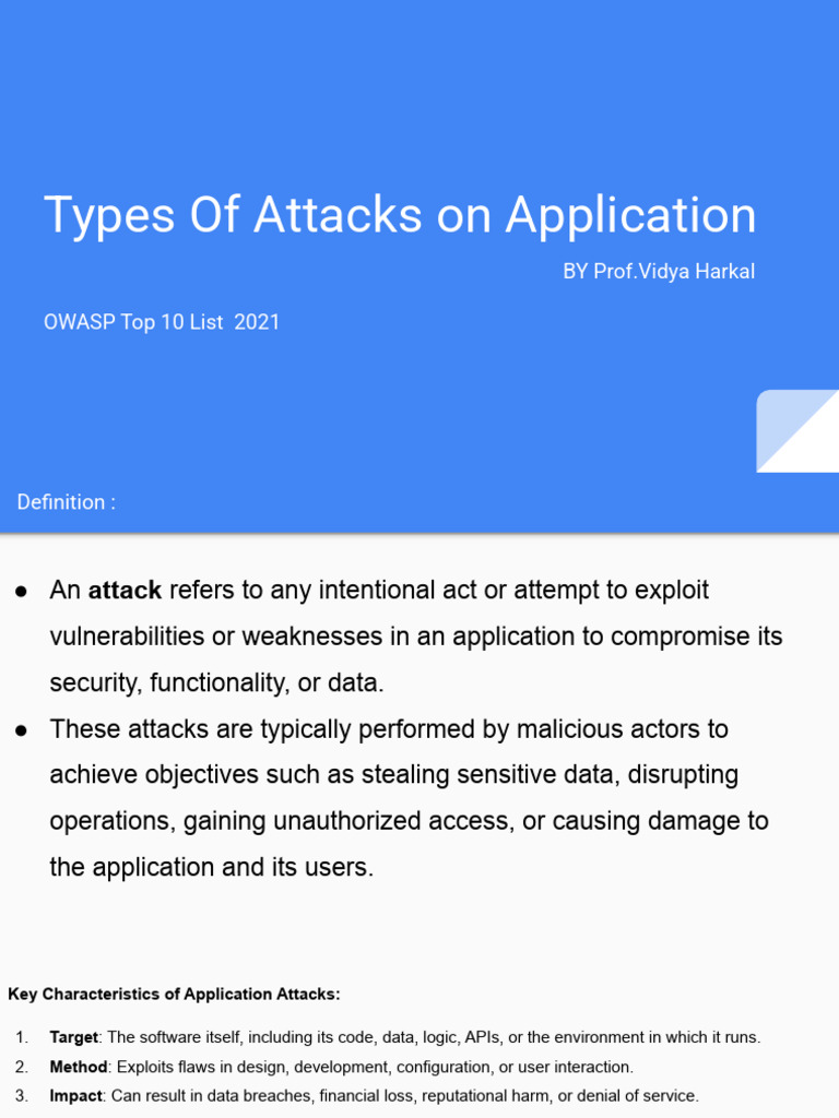 Unit 1.3 (Types - of - Attacks - On App) | PDF | Security | Computer ...