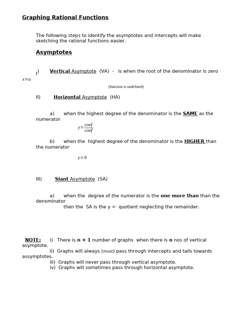 10 Graphing Rational Functions-1 | PDF | Asymptote | Analytic Geometry