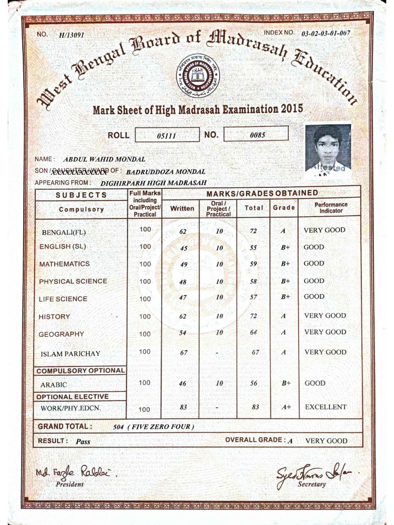 10th Marksheet | PDF