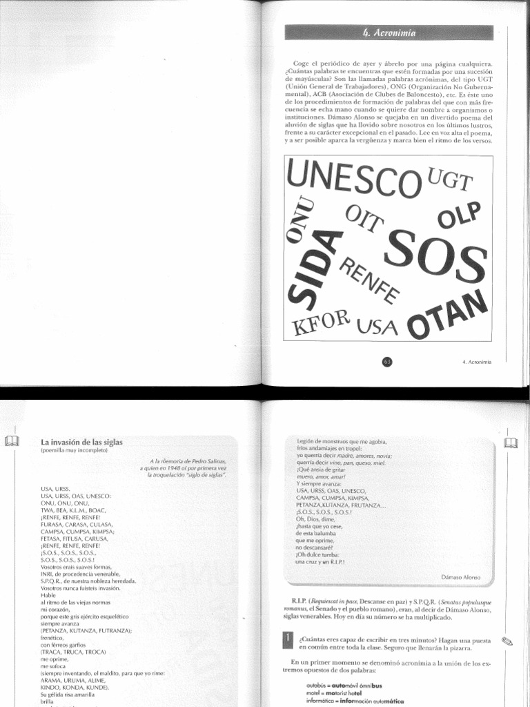 Formación de Palabras en Español de Guadalupe Jover (Cap. 4 Acronimia ...
