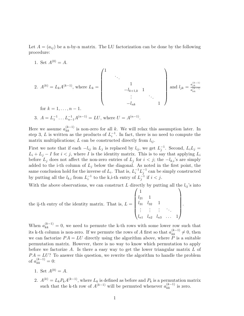 LU Factorization with Pivoting | PDF | Matrix (Mathematics) | Numerical Analysis