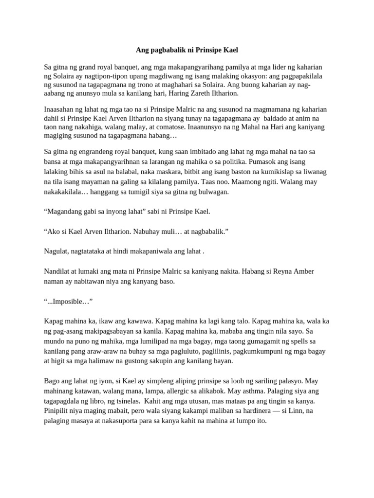 Ang Pagbabalik ni Prinsipe Kael_SHORT STORY (1) | PDF