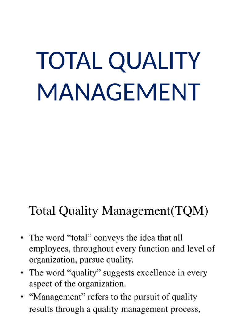 Understanding Total Quality Management | PDF | Audit | Risk