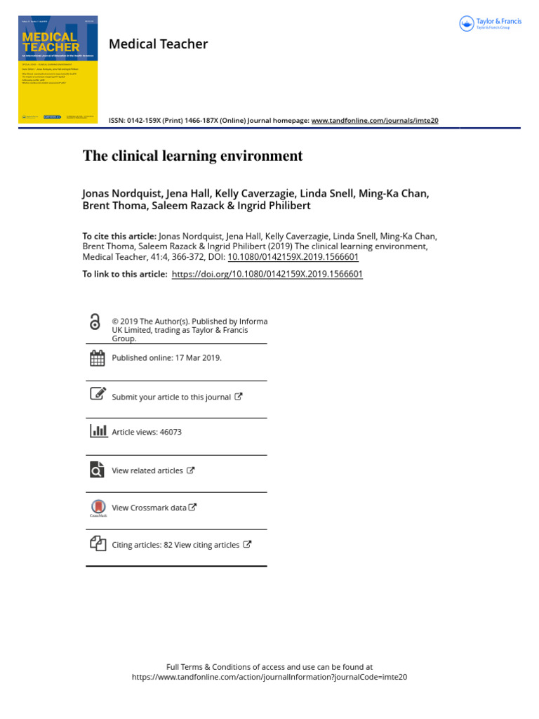 The Clinical Learning Environment | PDF | Medical Education | Learning