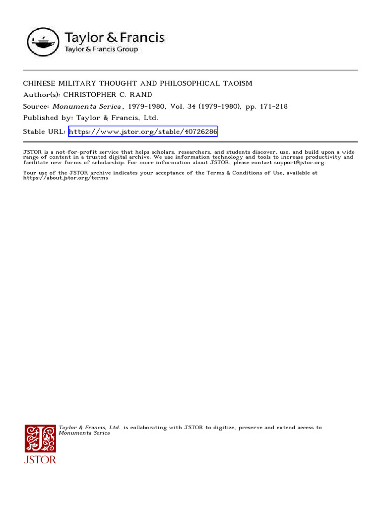 Chinese Military Thought and Philosophical Taoism | PDF | Laozi ...