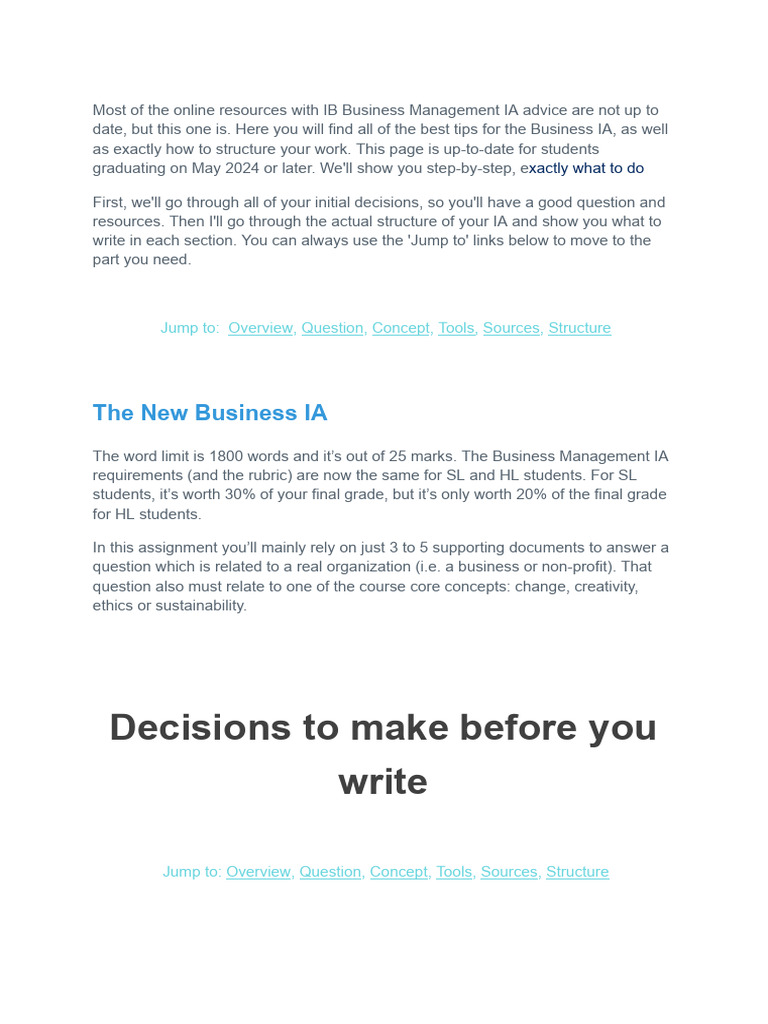 IB Mastery BM IA Guidance | PDF