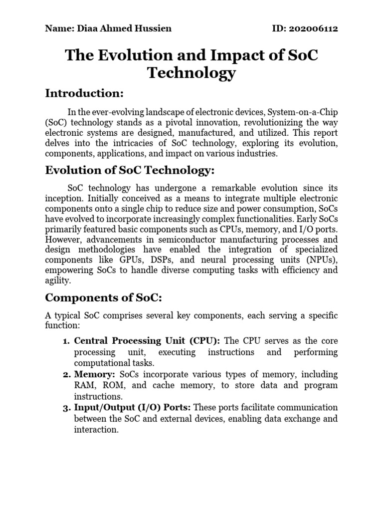 The Evolution and Impact of SoC Technology | PDF | System On A Chip ...