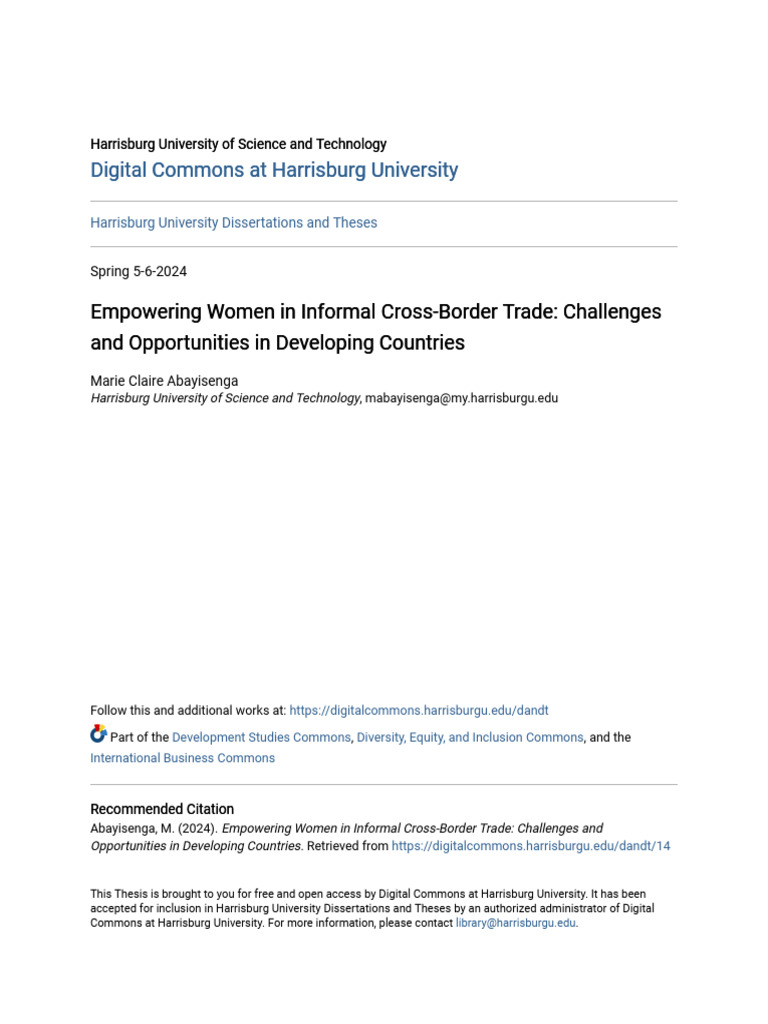 Empowering Women in Informal Cross-Border Trade - Challenges and O ...
