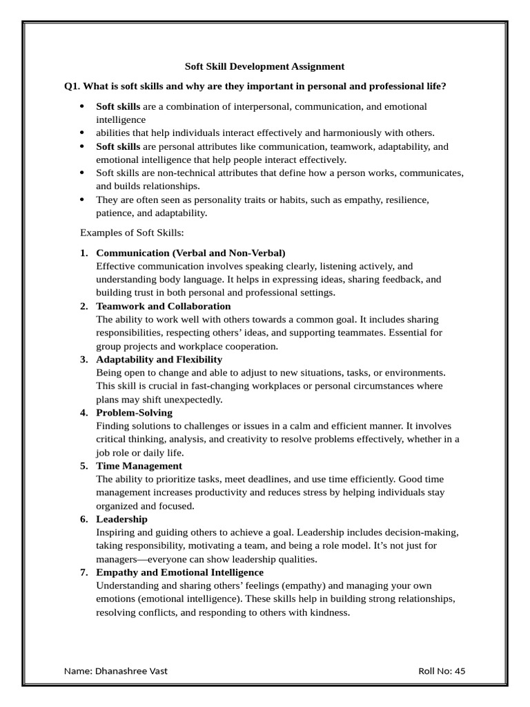 SSD Assignment Dhanashree | PDF | Communication | Leadership