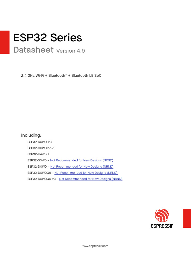 ESP32 Series: Datasheet | PDF | Bluetooth | Microcontroller