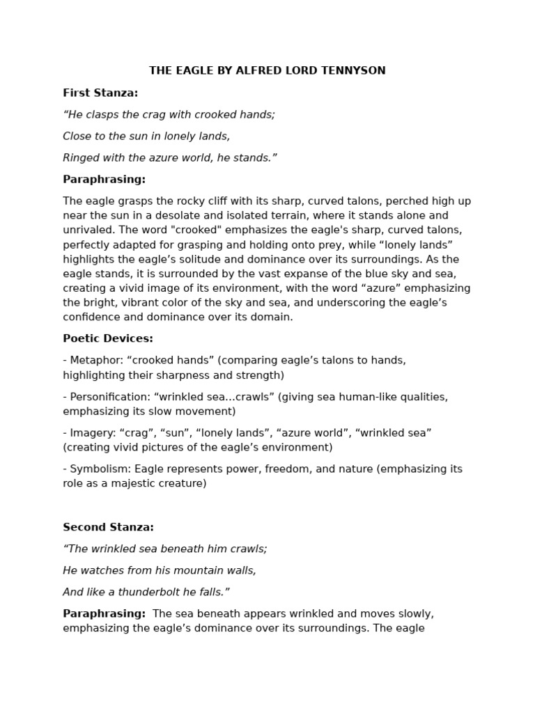 Analysis of Tennyson's "The Eagle" | PDF | Eagle