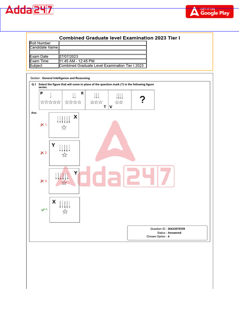 SSC-CGL-Tier-1-Question-Paper_27.07.2023_11.45-AM-12.45-PM | PDF ...