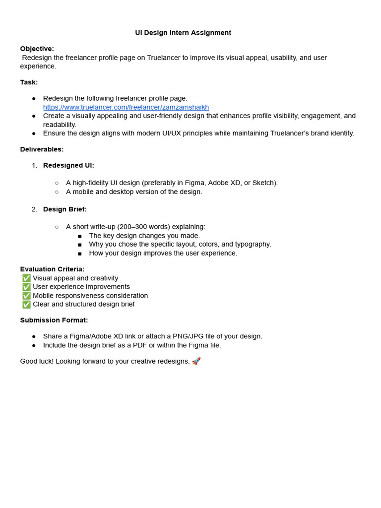 UI Design Intern Assignment | PDF