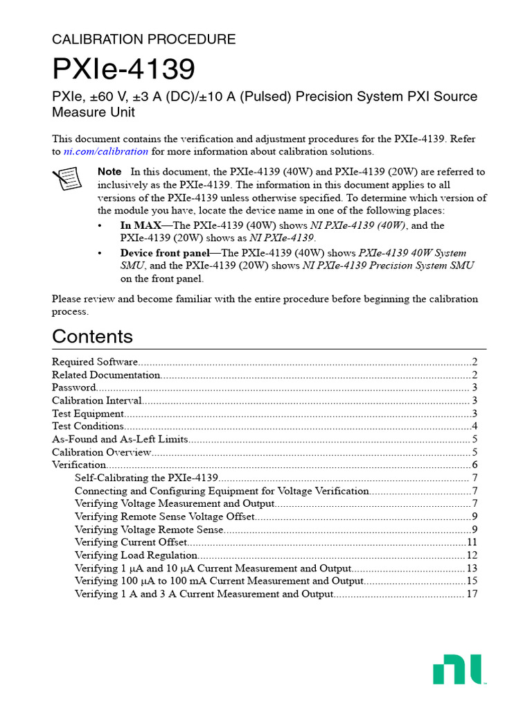 National Instruments PXIe-4139 Calibration Procedure | PDF | Computer ...
