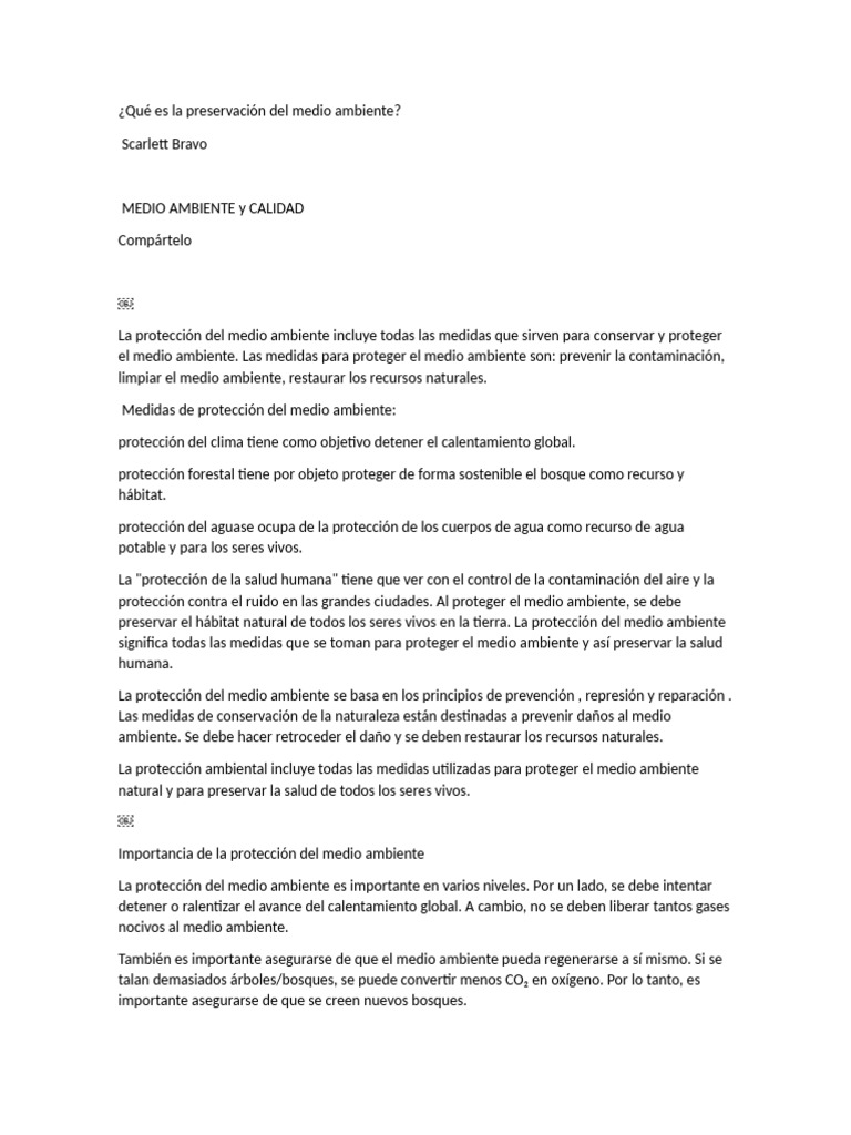 Preservación Responsable del Medio Ambiente | PDF | Entorno natural ...