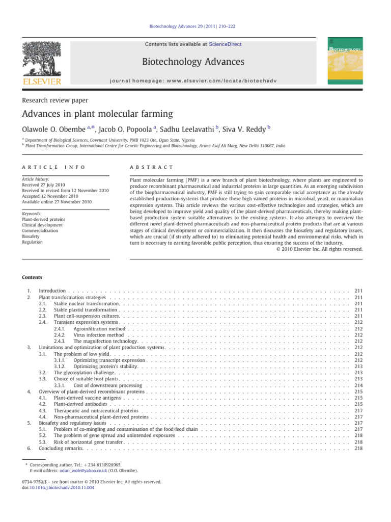 Advances in plant molecular farming | PDF | Gene Expression | Virus