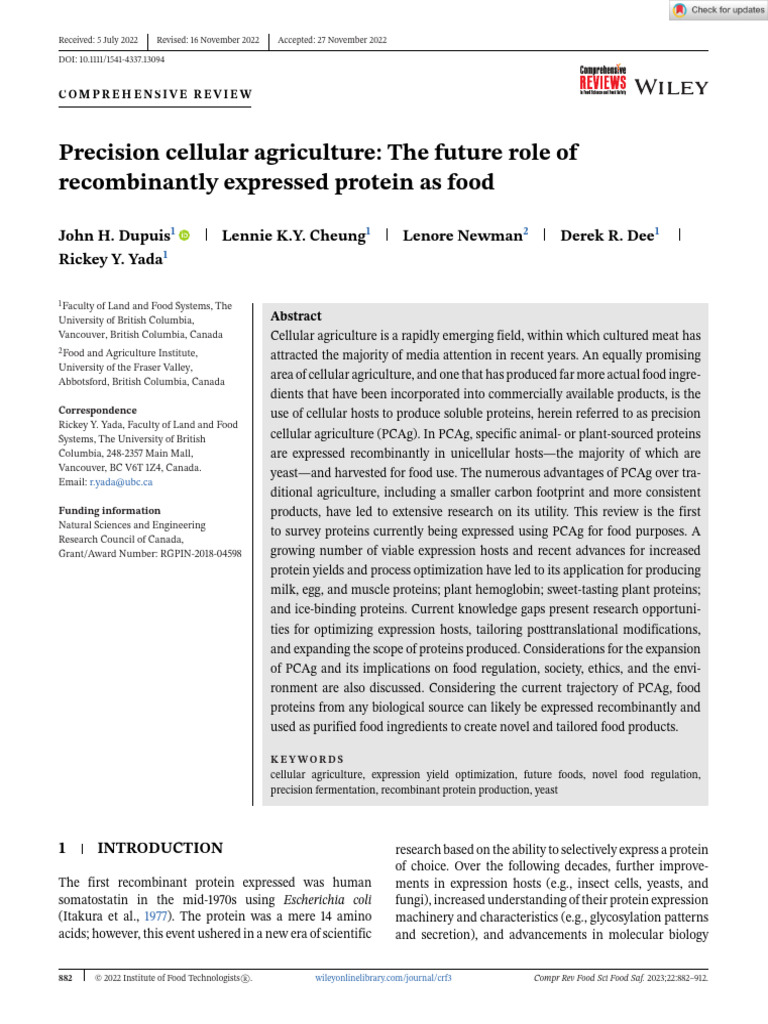 Precision Cellular Agriculture | PDF | Proteins | Yeast